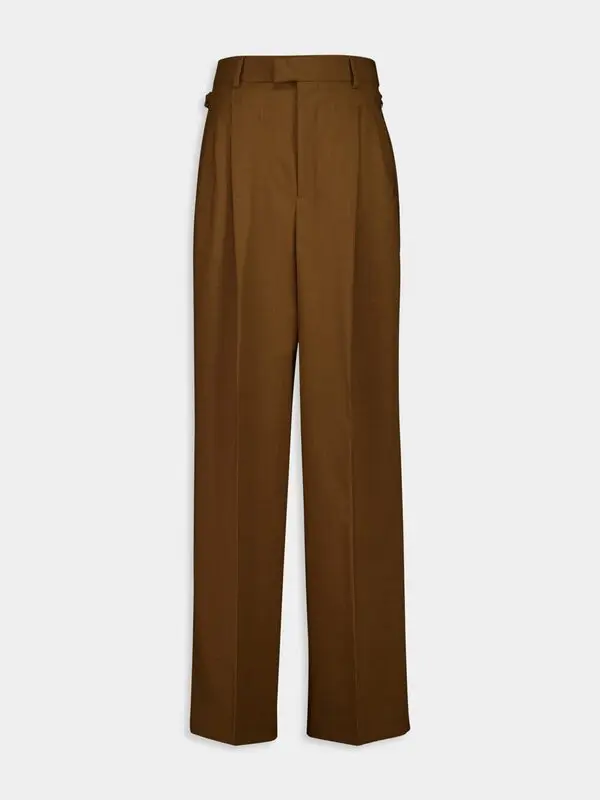 AMI Paris High-waisted Wide Trousers - Brown