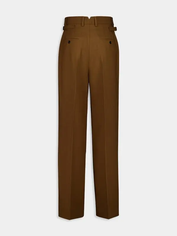 AMI Paris High-waisted Wide Trousers - Brown