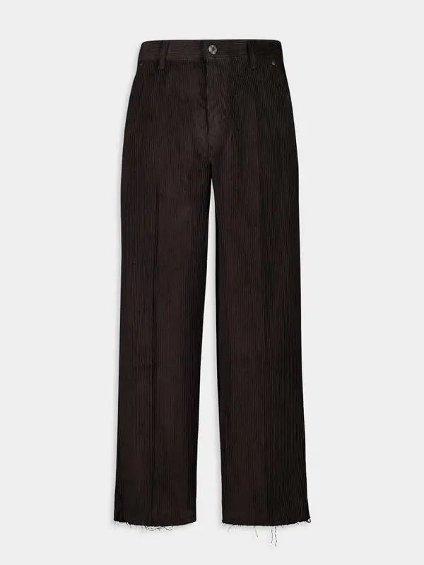 Ami Anthracite Cotton Corduroy Large Fit Trousers - Black