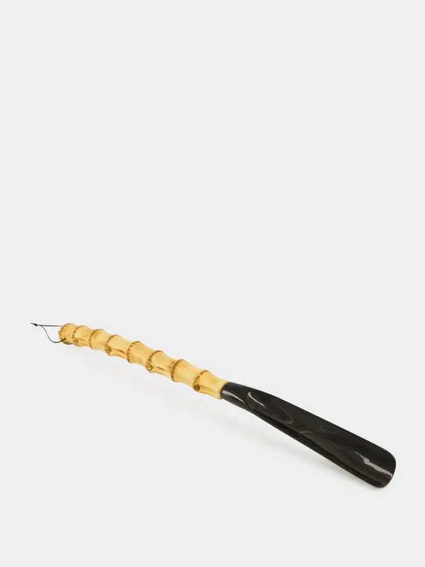 LORENZI MILANO Bamboo Root And Zebu Horn Shoehorn