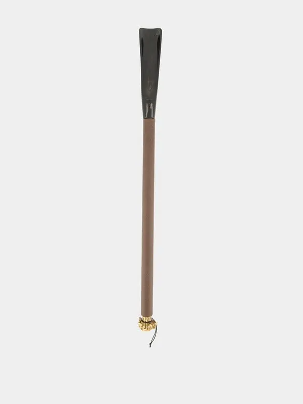LORENZI MILANO Leather Shoehorn With Deer Pommel - Brown