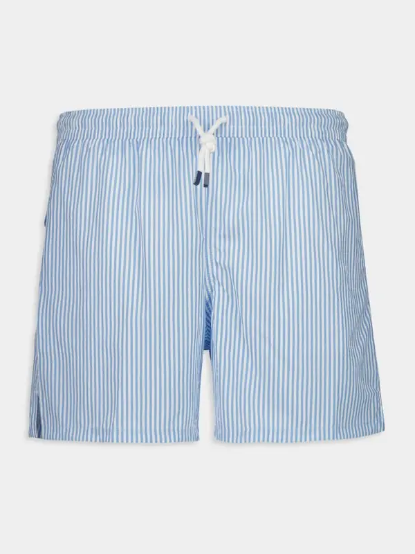 Fedeli Stripe Woven Swim Shorts - Blue