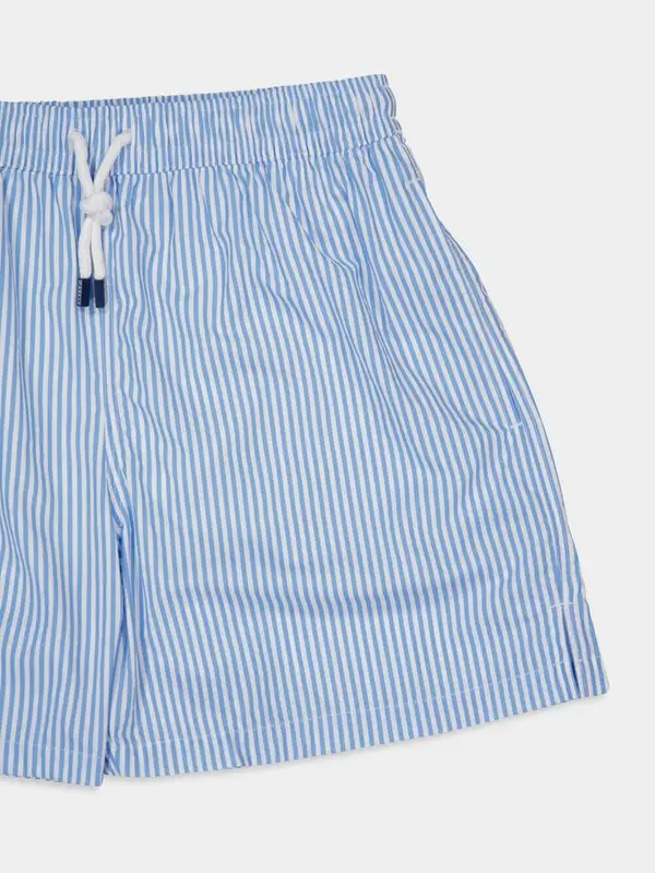 Fedeli Stripe Woven Swim Shorts - Blue