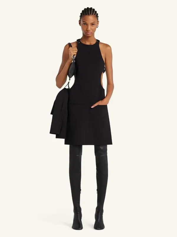 COURREGES Buckled A-line Mini Dress - Black