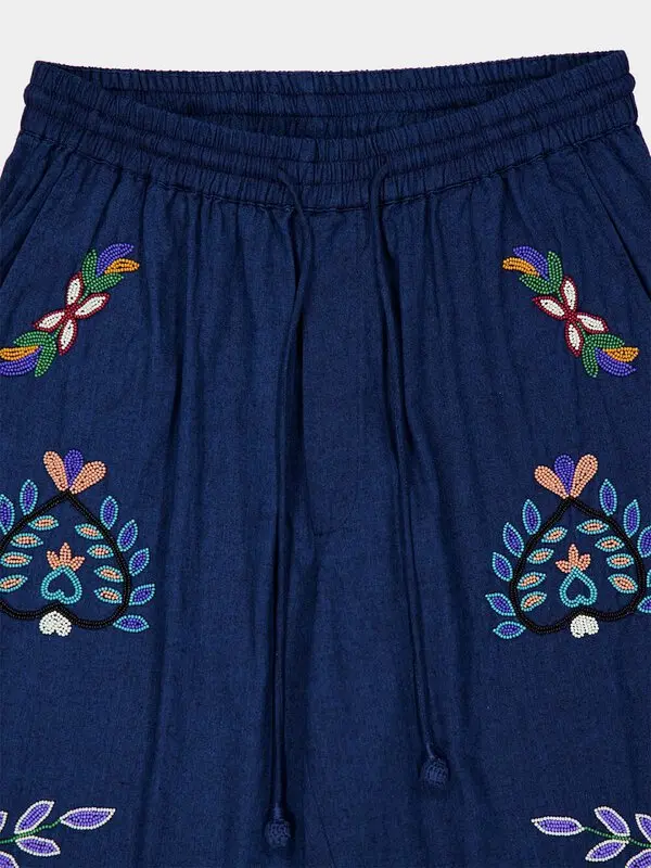 BAZISZT Navy Neon Embroidered Jogger Pants