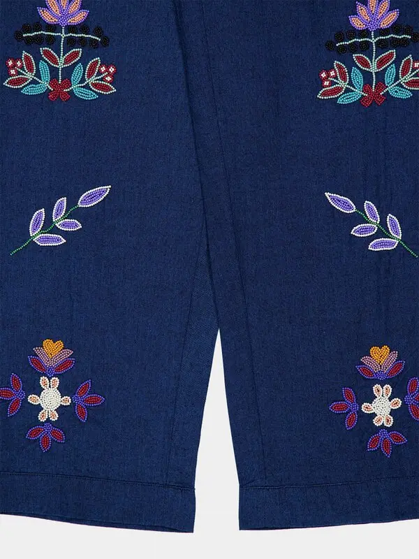 BAZISZT Navy Neon Embroidered Jogger Pants