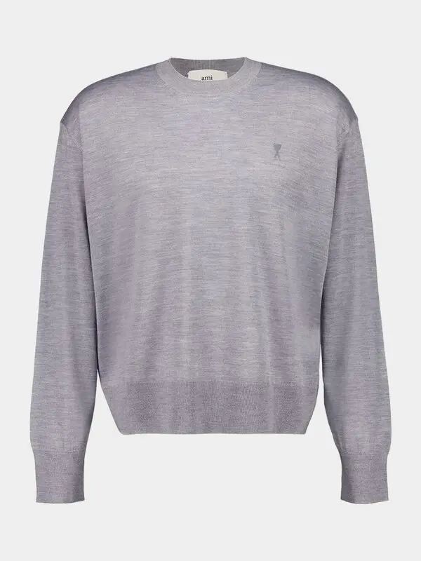 AMI Paris De Coeur Crewneck Sweater - Grey