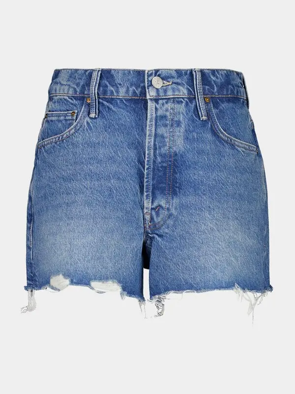 MOTHER The Main Course Short Fray Denim Shorts - Blue