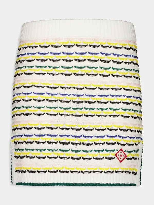 Casablanca Cotton Tuck Stitch Knit Mini Skirt - Yellow