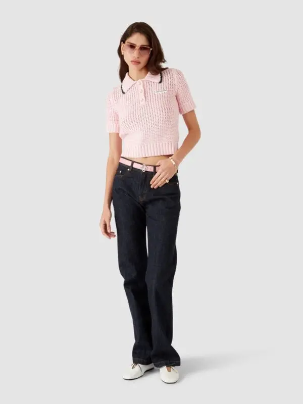 Casablanca Cotton Mouliné Polo Shirt - Pink