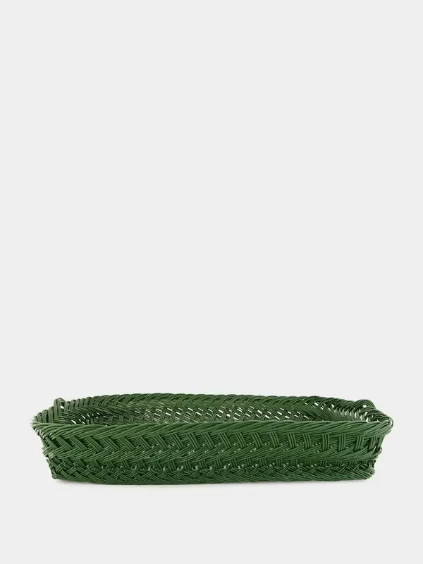 HOUSE OF CAPRICORN Handmade Vitória Wicker Large Tray - Green