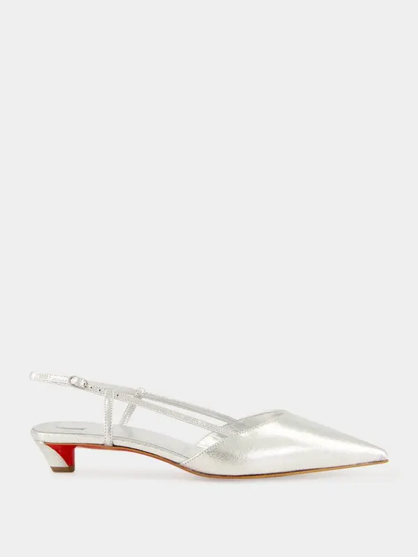 CHRISTIAN LOUBOUTIN Miss Z Slingina Slingback Pumps - Silver