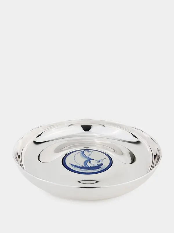 LEITÃO &AMP; IRMÃO Round Tray With Portuguese Tile - Silver