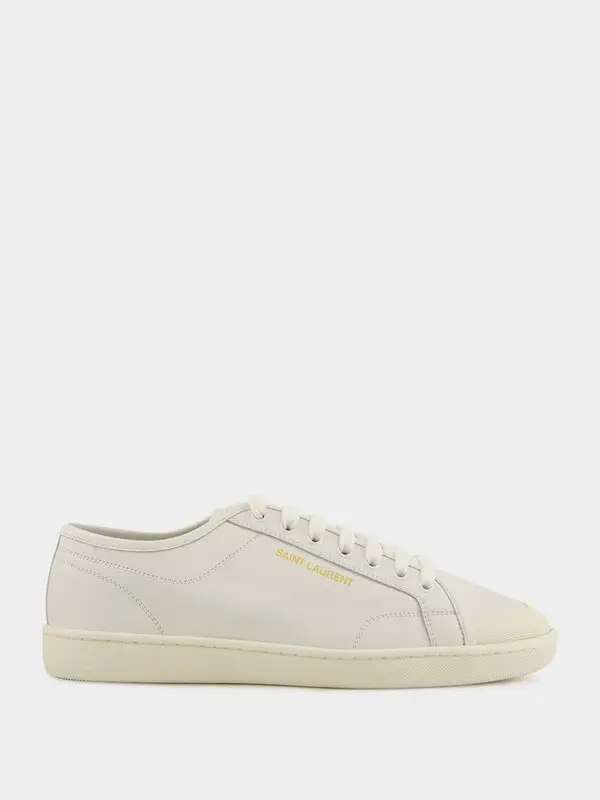 Saint Laurent Gym Low-top Sneakers In Blanc Optique Smooth Leather - White
