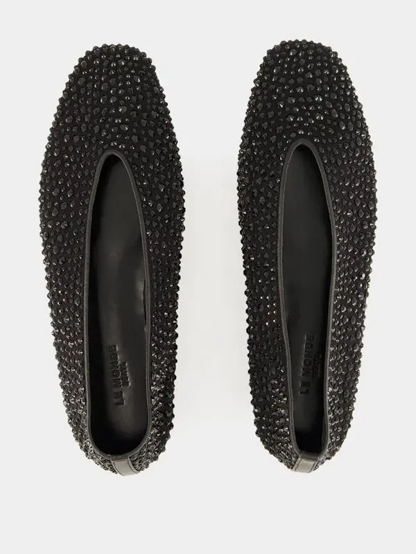 Le Monde Beryl Luna Slippers With Crystals - Black