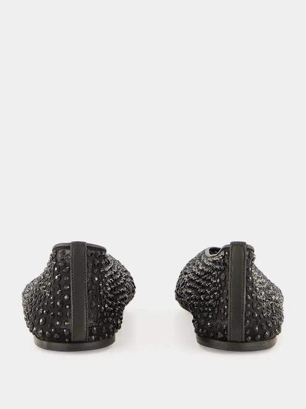 Le Monde Beryl Luna Slippers With Crystals - Black