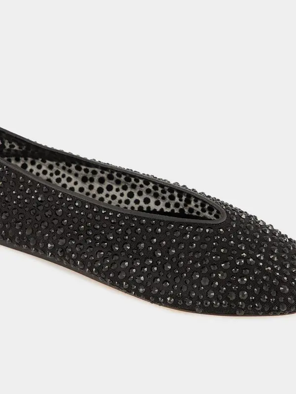 Le Monde Beryl Luna Slippers With Crystals - Black