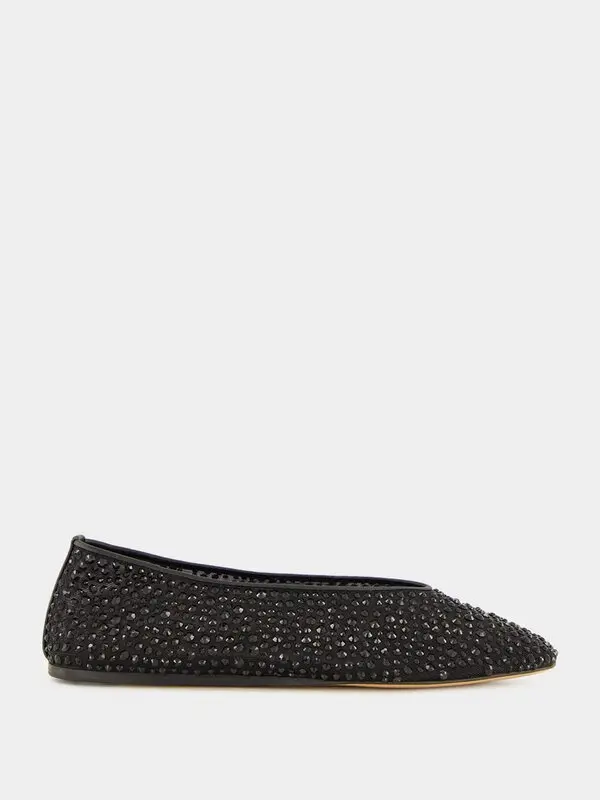 Le Monde Beryl Luna Slippers With Crystals - Black