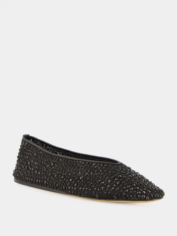 Le Monde Beryl Luna Slippers With Crystals - Black