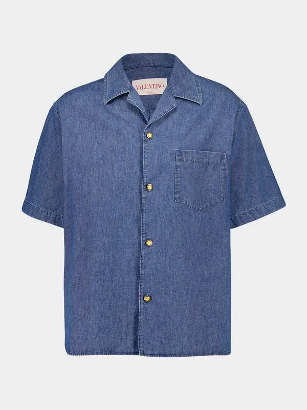 Valentino Garavani Denim Bowling Shirt - Blue