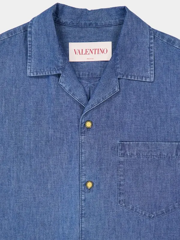 Valentino Garavani Denim Bowling Shirt - Blue
