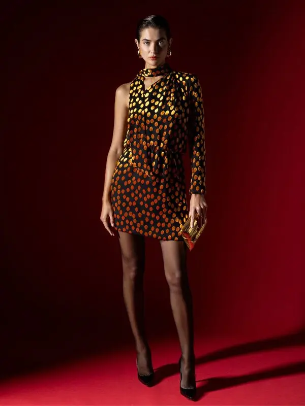 Saint Laurent One-shoulder Mini Dress - Orange