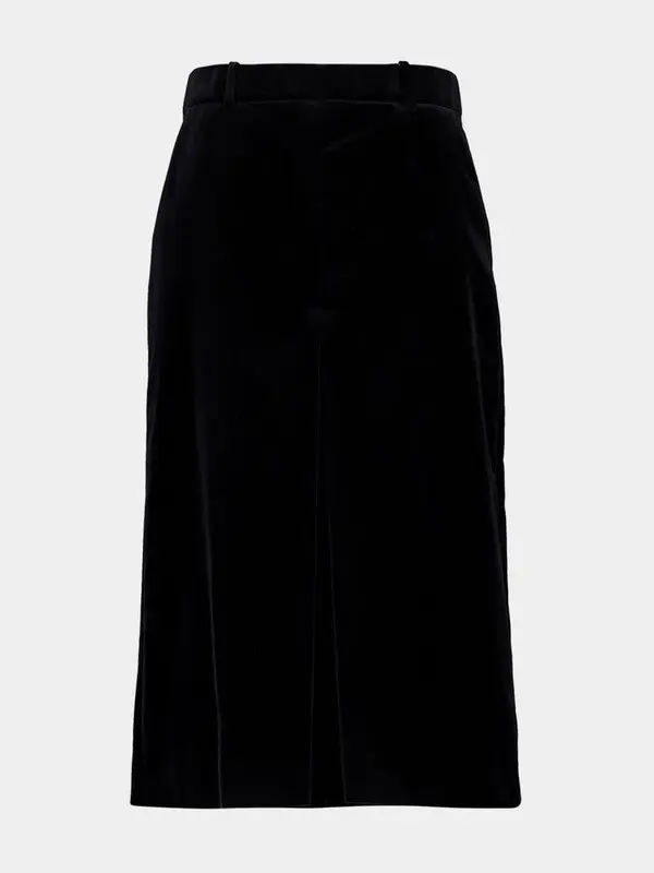 Saint Laurent Velours Vintage Cotton Midi Skirt - Black