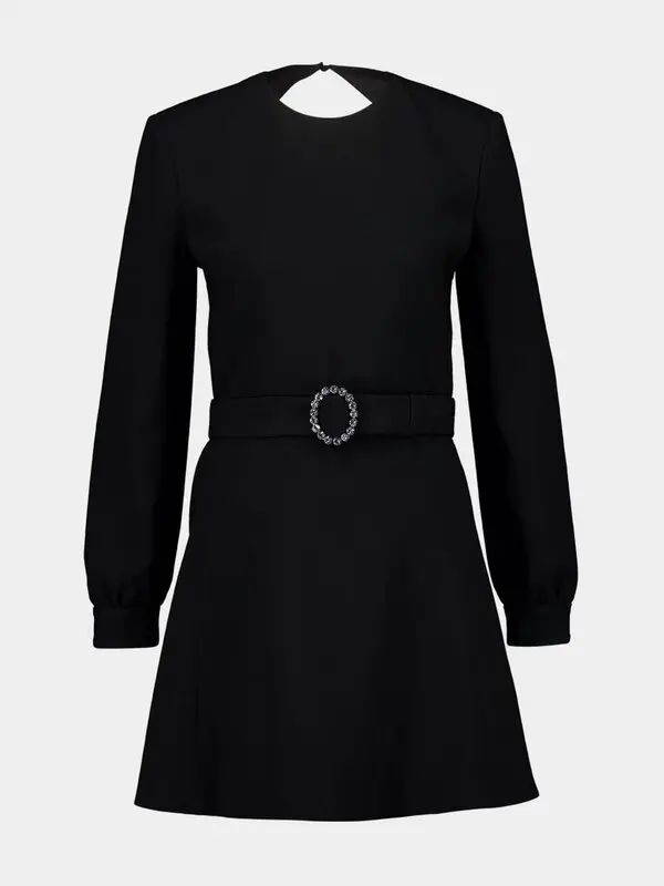 Saint Laurent Backless Mini Dress In Sable - Black