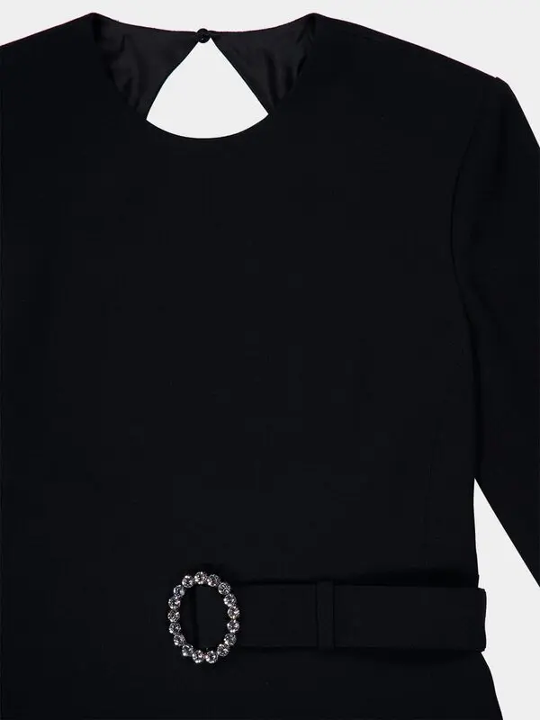 Saint Laurent Backless Mini Dress In Sable - Black