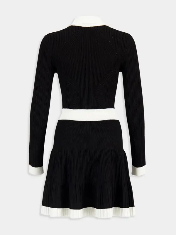 Balmain V-neck Knit Viscose Mini Flare Dress