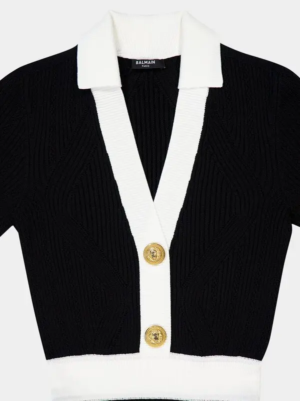 Balmain V-neck Knit Viscose Mini Flare Dress