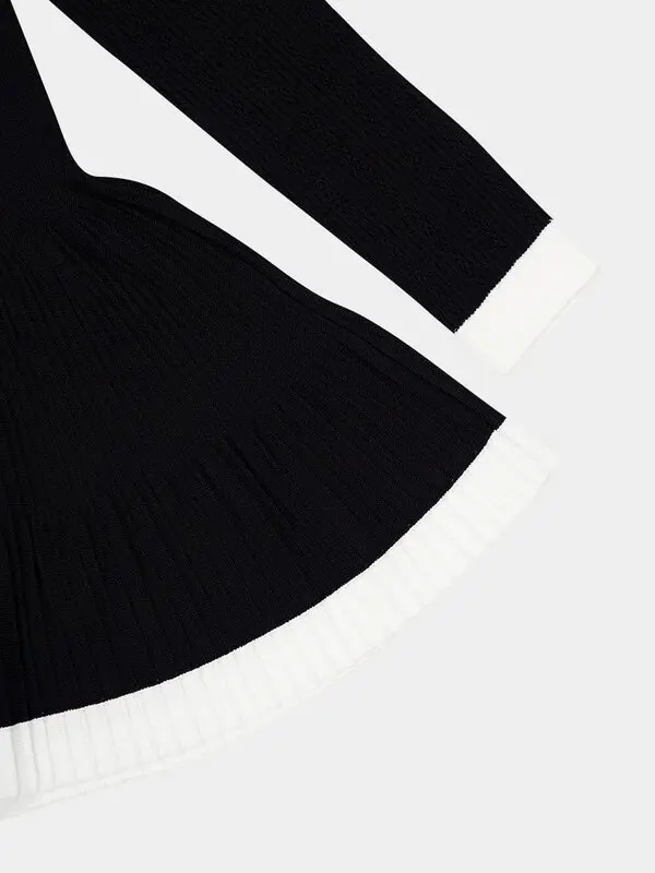 Balmain V-neck Knit Viscose Mini Flare Dress