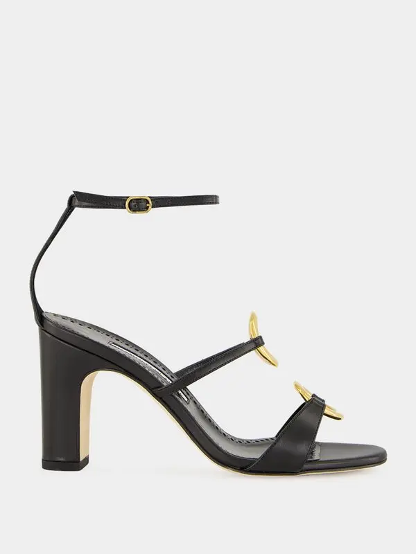 Manolo Blahnik Hisfahan Ankle Strap Sandals - Black