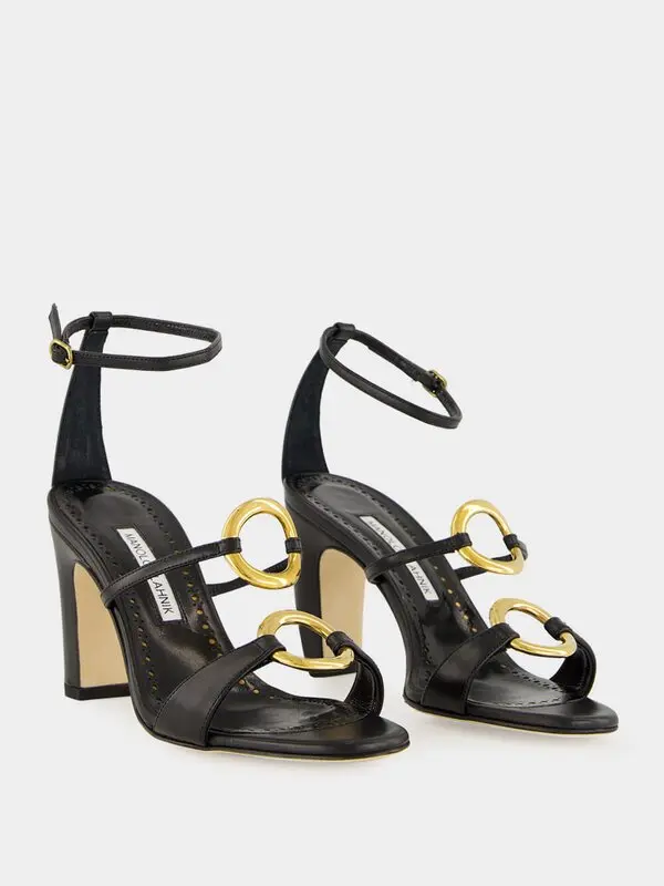 Manolo Blahnik Hisfahan Ankle Strap Sandals - Black