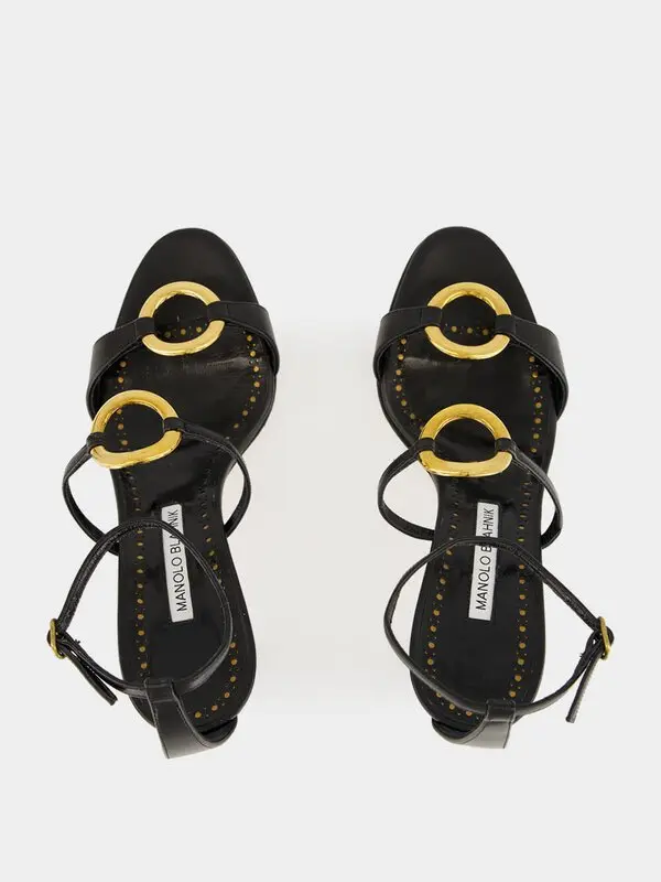 Manolo Blahnik Hisfahan Ankle Strap Sandals - Black