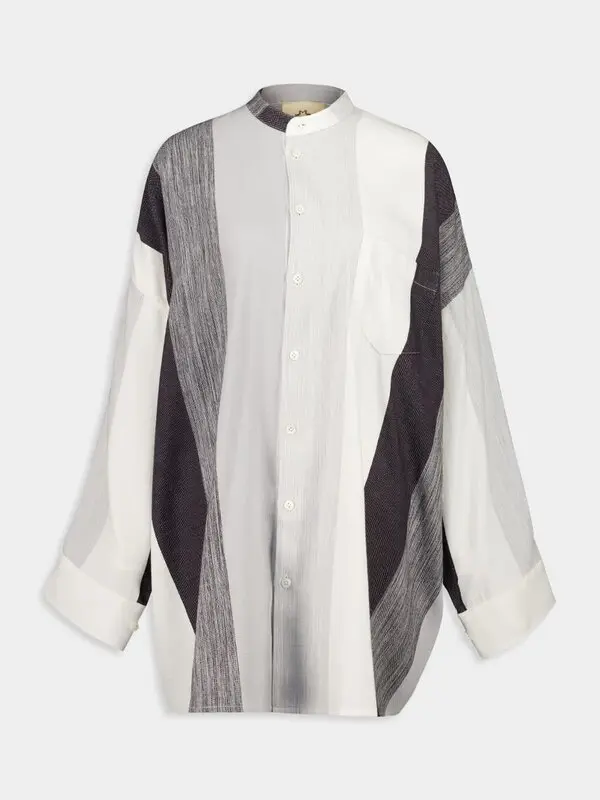 MARRAKSHI LIFE Nero Collar Oversized Striped Shirt - Multicolour