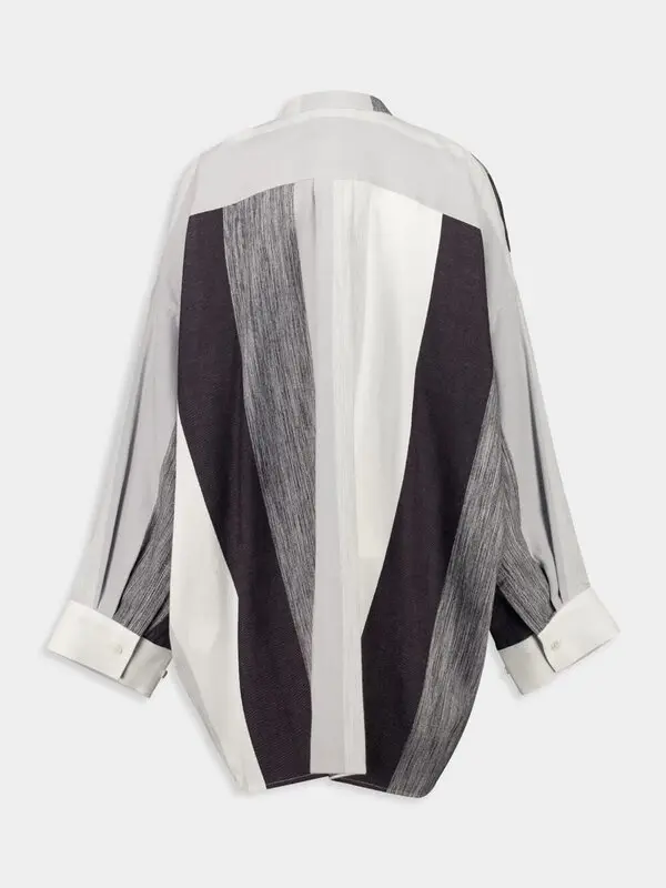 MARRAKSHI LIFE Nero Collar Oversized Striped Shirt - Multicolour