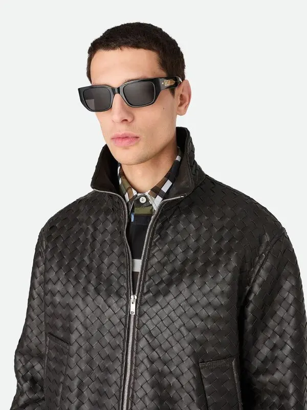 Bottega Veneta Intrecciato Square Sunglasses - Black