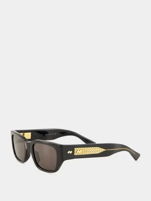 Bottega Veneta Intrecciato Square Sunglasses - Black