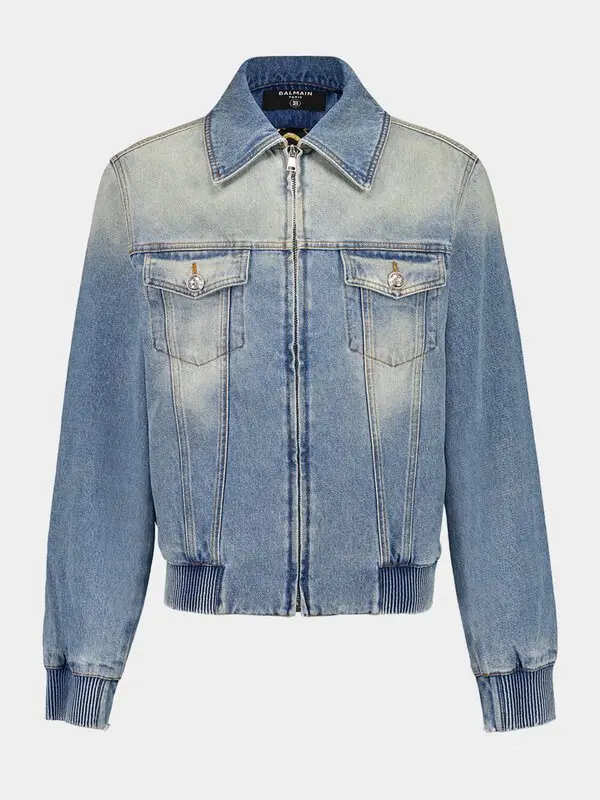 Balmain Cropped Lined Denim Jacket