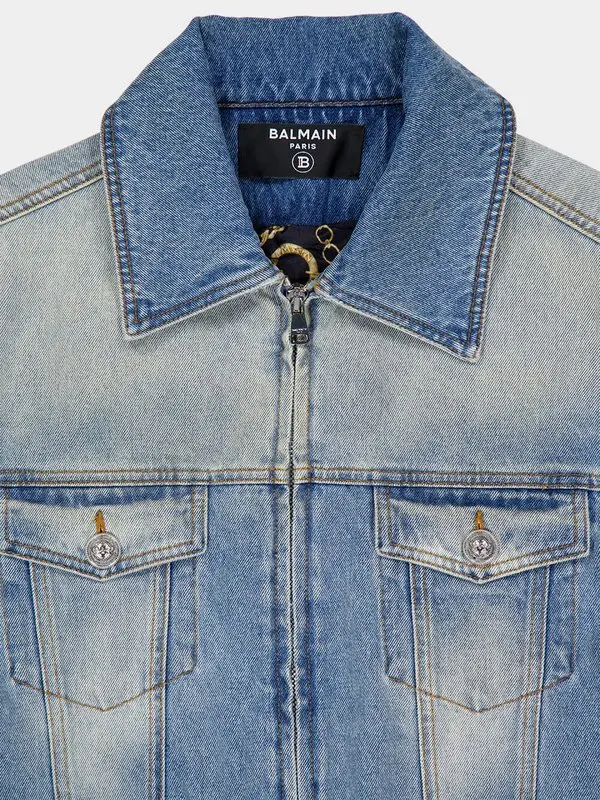 Balmain Cropped Lined Denim Jacket