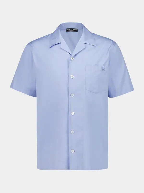 Dolce & Gabbana Celeste Short-sleeve Cotton Shirt - Blue