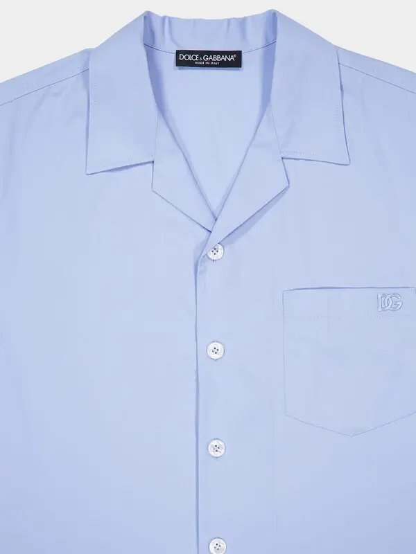 Dolce & Gabbana Celeste Short-sleeve Cotton Shirt