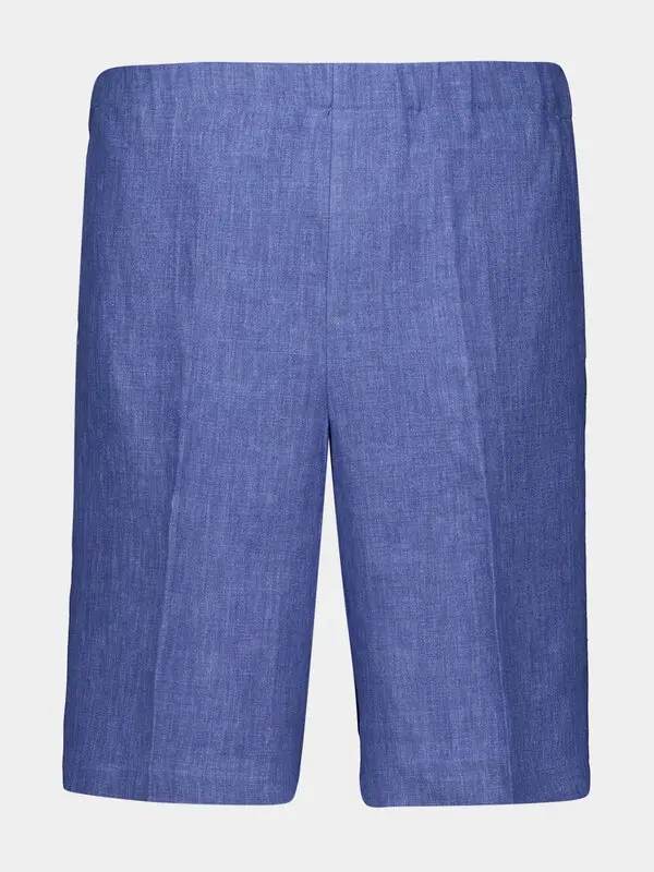 PIACENZA CASHMERE 1733 Light Denim Linen Bermuda Shorts