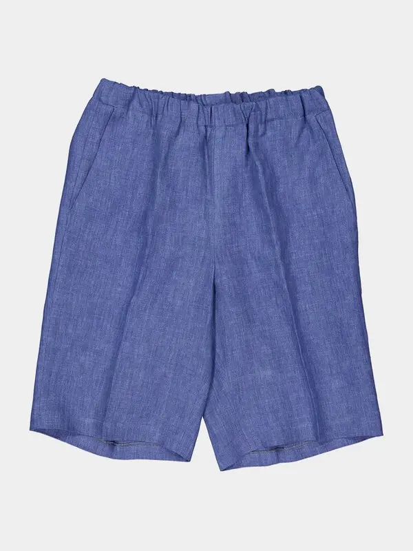 PIACENZA CASHMERE 1733 Light Denim Linen Bermuda Shorts