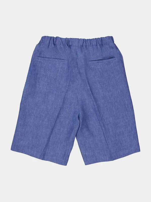 PIACENZA CASHMERE 1733 Light Denim Linen Bermuda Shorts