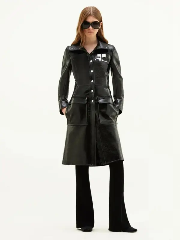 COURREGES Reedition Vinyl Trench Coat - Black
