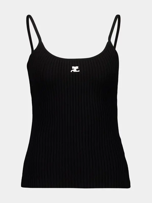 COURREGES Reedition Rib Knit Tank Top - Black