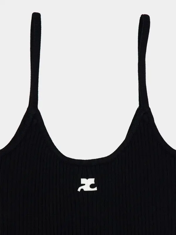 COURREGES Reedition Rib Knit Tank Top - Black