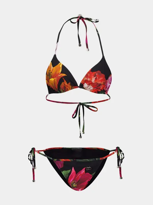 Dolce & Gabbana Floral Print Triangle Bikini - Multicolour